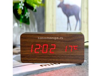 Wooden clock - Digitalni stoni sat (boja drveta)