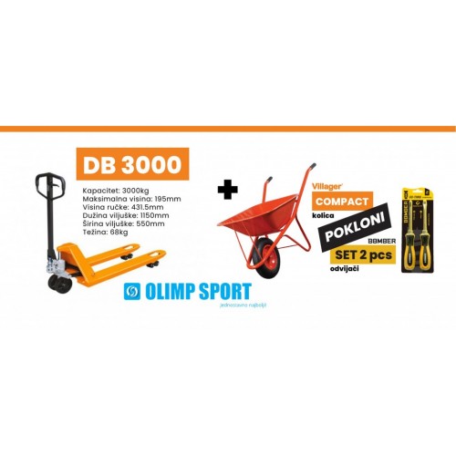 Akcija Paletar DB 3000 + Compact kolica i Bomber set odvijaca 2pcs