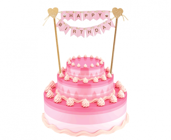 Toperi za tortu roze Happy Birthday
