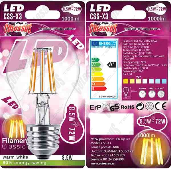 CSS-X3 FILAMENT LED SIJALICA E27 COLOSSUS