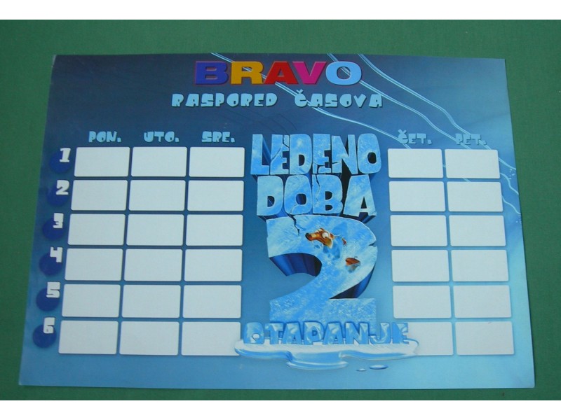 Raspored časova Ledeno doba 2