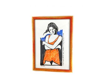 Crtež Žene, U Novom Ramu, Flomasteri Na Papiru, 23.5 x 32