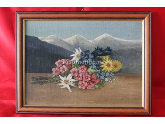 Slika Berge und Blumen I, 100 godina stara, 27,5 x 21