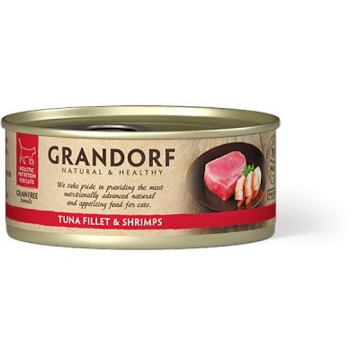 Grandorf Cat Grain Free Konzerva Fileti Tune & Škampi 70g