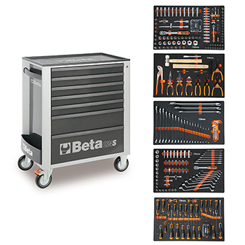 Beta Easy profesionalni set alata od 309 delova u sivim kolicima sa 7 fioka 2400S-G7/E-M Easy