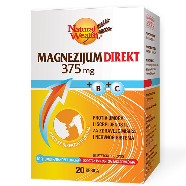 NW MAGNEZIJUM 375g direkt sa vitaminom B i C, 20 kesica