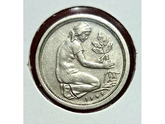 Kovanica 1/2 DM, 50 pfennig 1949. G