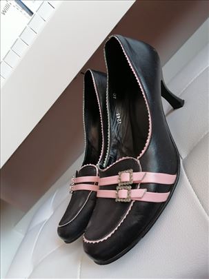 Crno roze cipele 100% koža novo