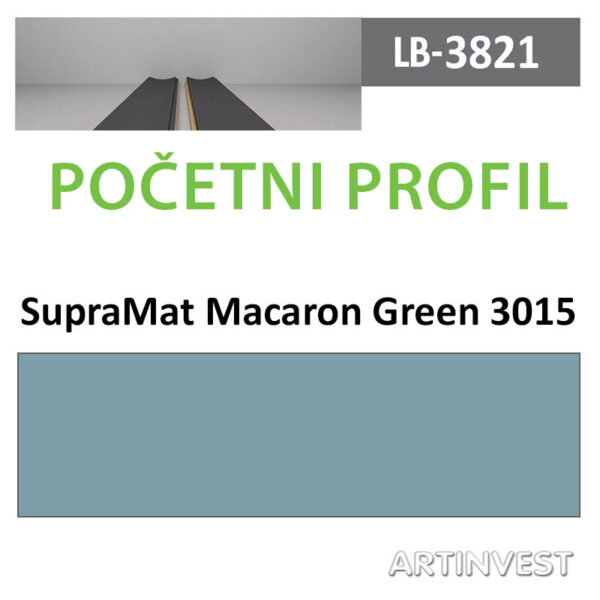 Profil Zidni MDF Početni LB-3821-A SupraMat Macaron Green (3015) 2800x121x18mm