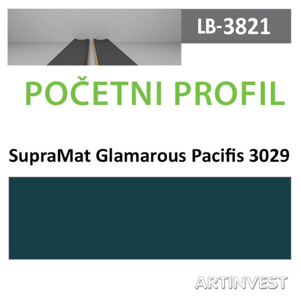 Profil Zidni MDF Početni LB-3821-A SupraMat Glam Pacific (3029) 2800x121x18mm