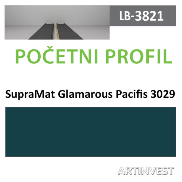 Profil Zidni MDF Početni LB-3821-A SupraMat Glam Pacific (3029) 2800x122x18mm