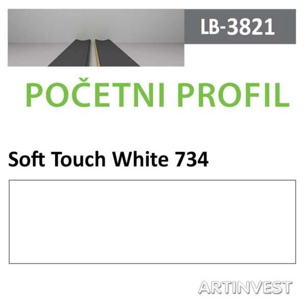 Profil Zidni MDF Početni LB-3821-A Soft Touch White (734) 2800x122x18mm