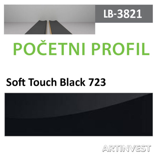 Profil Zidni MDF Početni LB-3821-A Soft Touch Black (723) 2800x121x18mm