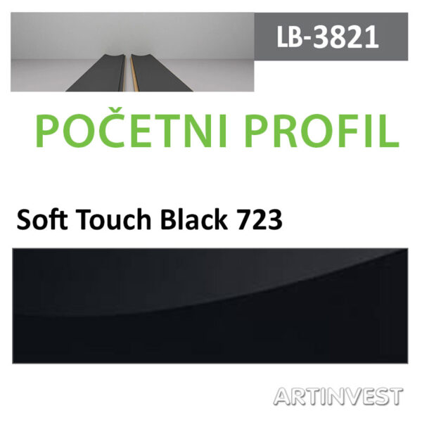 Profil Zidni MDF Početni LB-3821-A Soft Touch Black (723) 2800x122x18mm