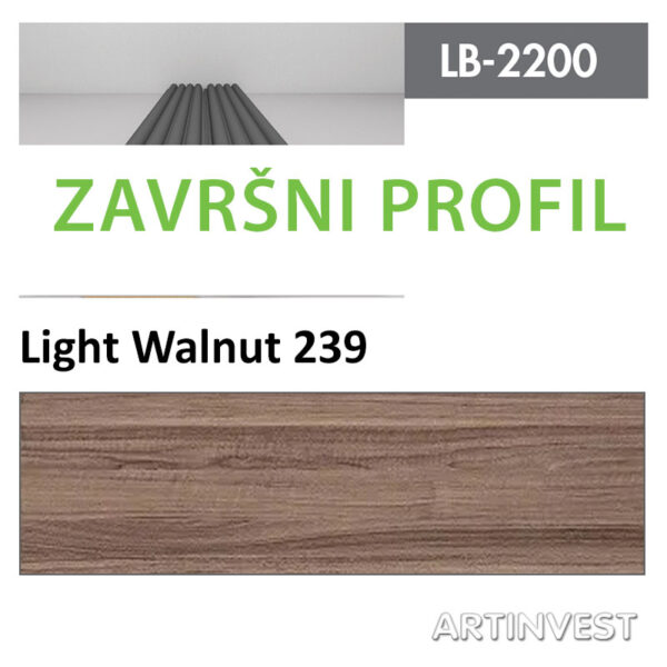 Profil Zidni MDF Završni LB-2200-B Light Walnut (239) 2800x101x18mm