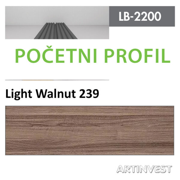 Profil Zidni MDF Početni LB-2200-A Light Walnut (239) 2800x90x18mm