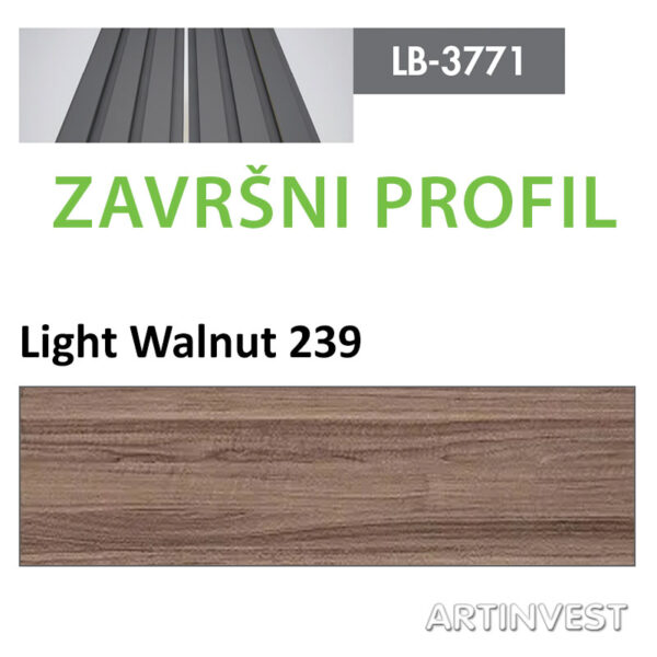 Profil Zidni MDF Završni LB-3771-B Light Walnut (239) 2800x38x18mm