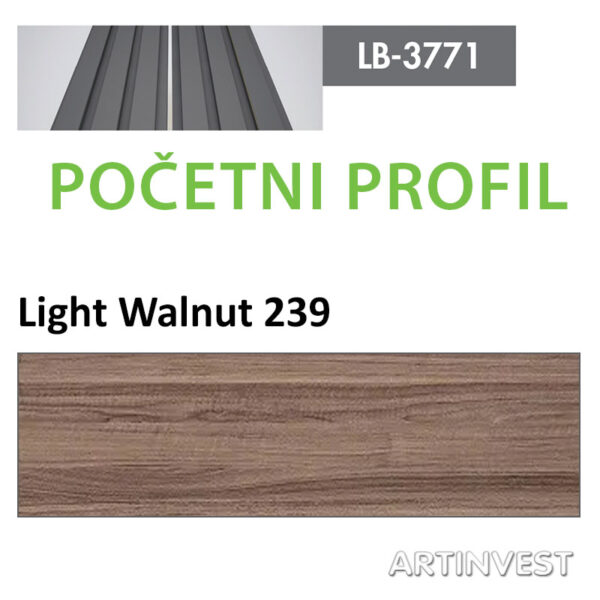 Profil Zidni MDF Početni LB-3771-A Light Walnut (239) 2800x35x18mm