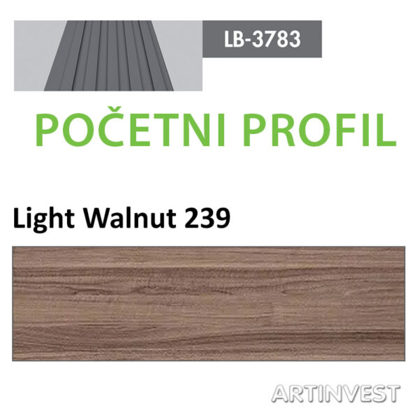 Profil Zidni MDF Početni LB-3783-A Light Walnut (239) 2800x26x12mm