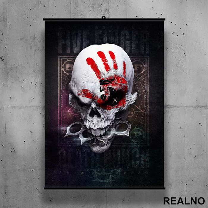 FIVE FINGER DEATH PUNCH - WHITE SKULL - POSTER SA NOSAČEM