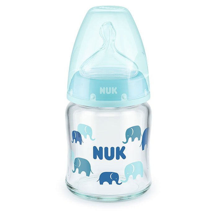 Nuk FC staklena flašica sa indikatorom temperature 120ml Blue