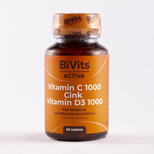 Bivits Activa vitamin C 1000 +cink+ vitamin D3 1000, 60 tableta