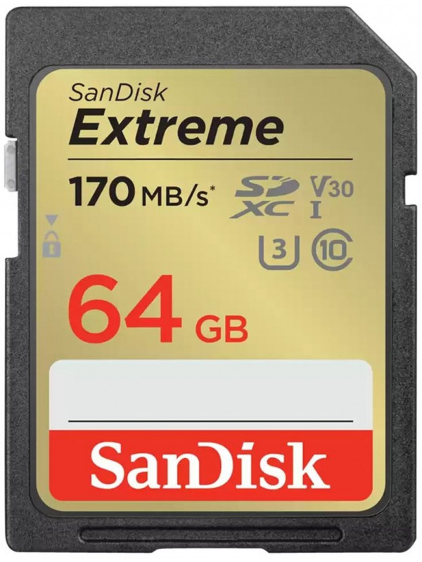 SANDISK SDXC 64GB EXTREME 170MB/S V30 UHS-I CLASS10 U3 V30