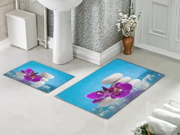 Set za kupatilo Orhideja sa gumenom podlogom 40x60cm + 60x90cm, SG-002