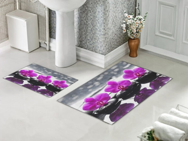 Set za kupatilo Tri orhideje sa gumenom podlogom 40x60cm + 60x90cm, SG-028