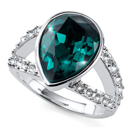 Ženski oliver weber drop emerald prsten sa swaroski kristalima m ( 41154m.205 )
