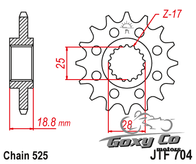 Lančanik prednji JT JTF704 16-17 zuba