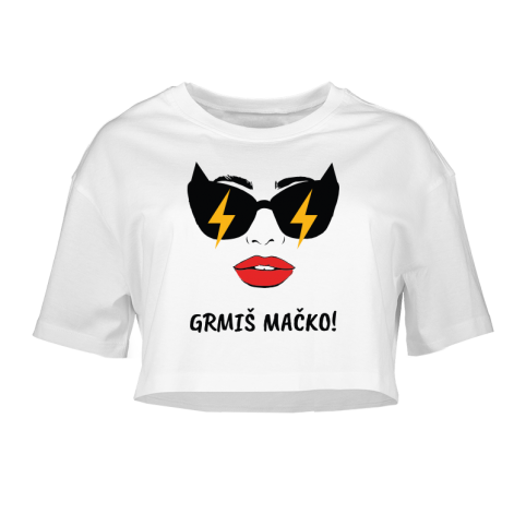 "Grmiš mačko" - Crop top ženska majica (cs3554)