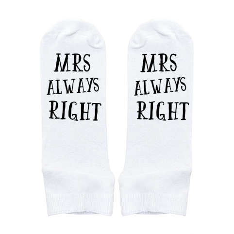 "Mrs Always Right" - Ženske bele čarape (cs3119b)
