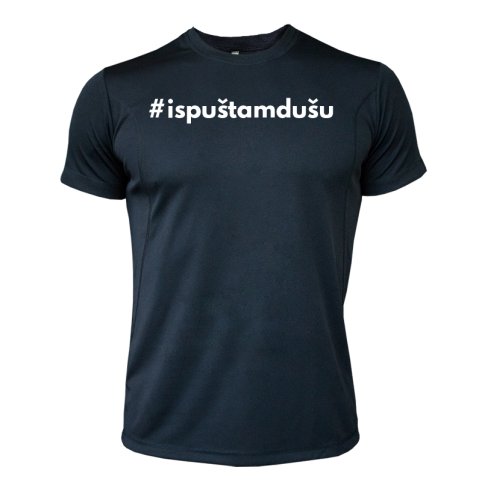 "Ispuštam dušu" - Full Fit crna sportska muška majica kratkih rukava (cs3338ww)