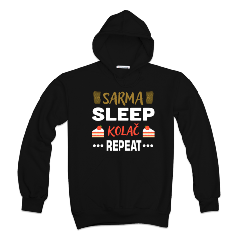 "Sarma sleep kolač repeat" - Unisex duks crni (cs3272)