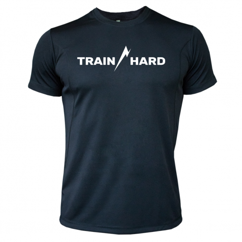 "Train hard" - Full Fit crna sportska muška majica kratkih rukava (cs3213)