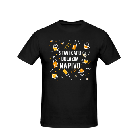 "STAVI KAFU DOLAZIM NA PIVO" - UNISEX CRNA MAJICA (CS3207W)