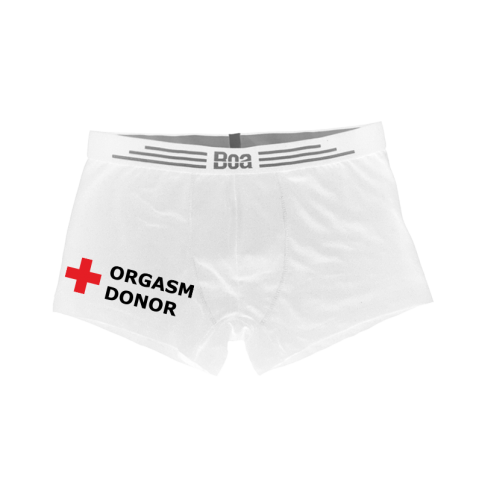 "Orgasm donor" - Muške bele bokserice (cs3205)