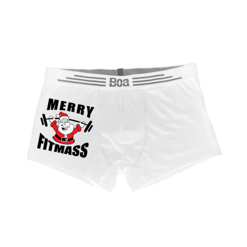 "Merry Fitmass" - Muške bele bokserice (cs3644)