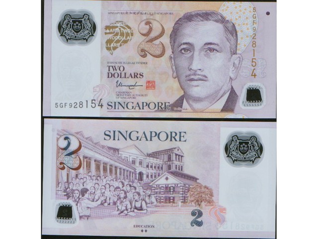 Singapore 2 Dollars 2015. UNC Polymer.