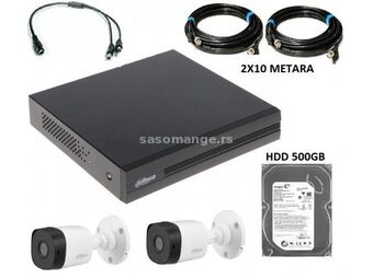 Dahua-15 SET DVR 4CH+ 2X HAC-B2A21-0360B + 2XRG59+2X0.75 SA