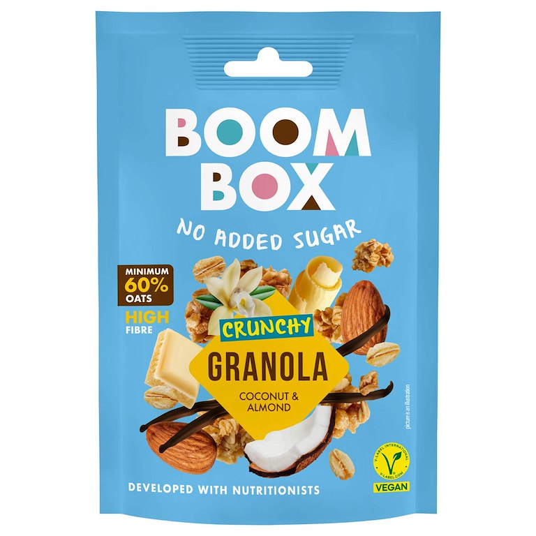 Boom box granola kokos badem čokolada vanila 60g boom box