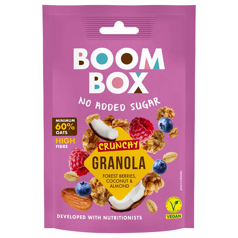 Boom box granola ovsena šumsko voće kokos badem 60g boom box