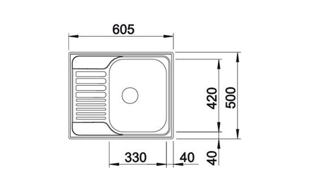 Blanco Tipo 45 mini sudopera 60,5x50cm + sifon