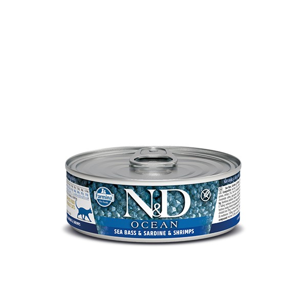 N&D Can Cat Ocean Sea Bass, Sardine & Shrimps 80 g (Pozvati za cenu)