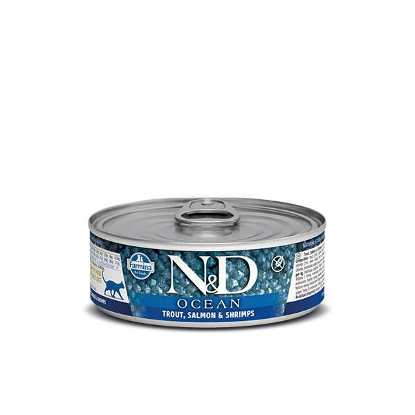 N&D Can Cat Ocean Trout, Salmon & Shrimps 80 g (Pozvati za cenu)