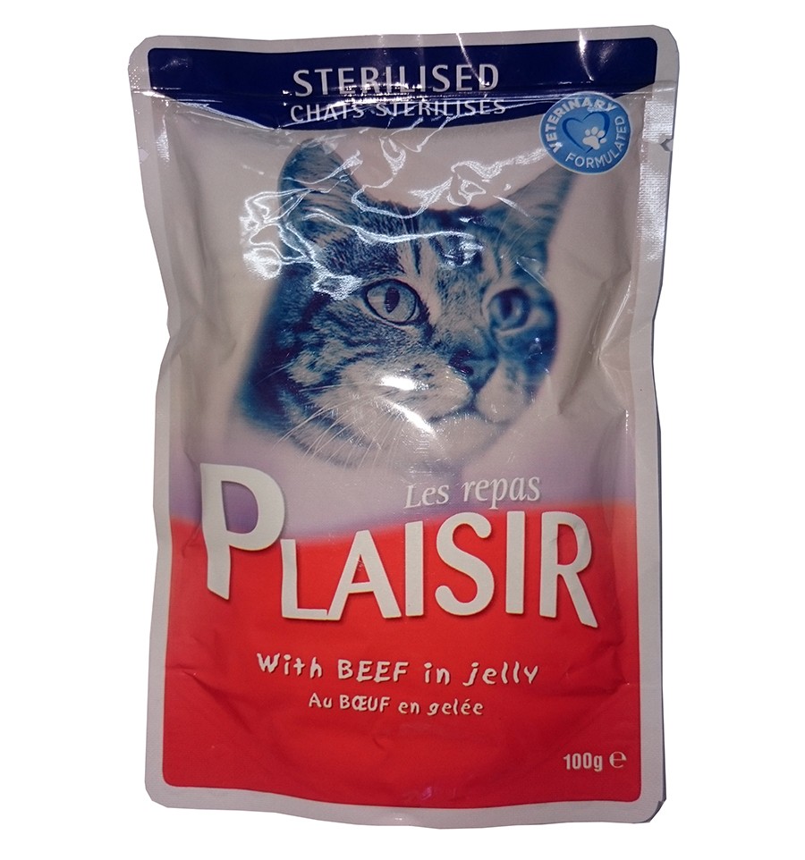 PLAISIR Sterilised Cat Beef 100 g (Pozvati za cenu)