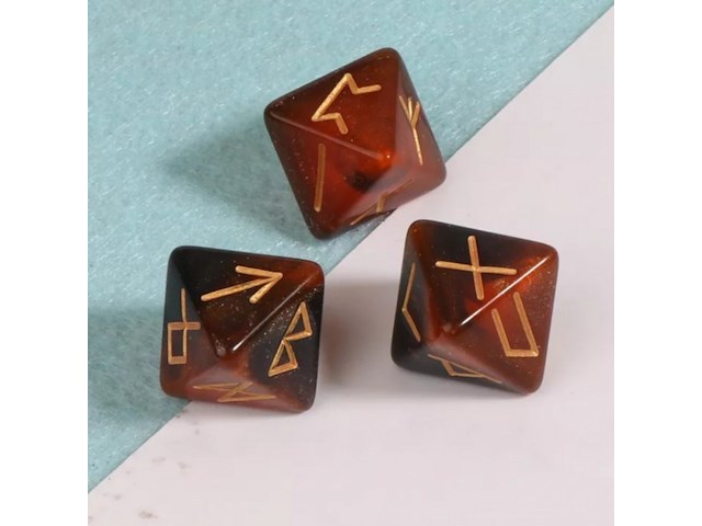 Rune kockice 3 komada braon boje