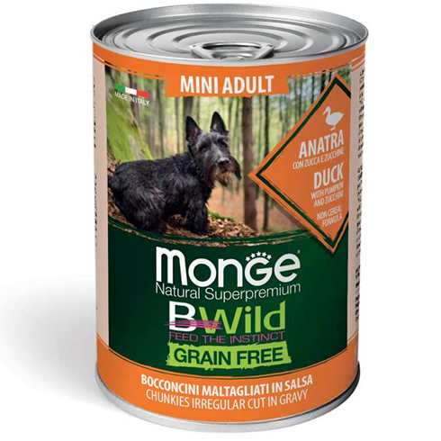 Monge BWild Adult Grain Free konzerve za pse mini rasa Pačetina 400g