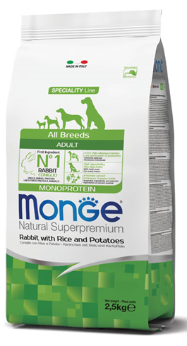 MONGE ALL BREEDS ADULT MONOPROTEIN ZEČETINA&PIRINAČ&KROMPIR 2.5KG